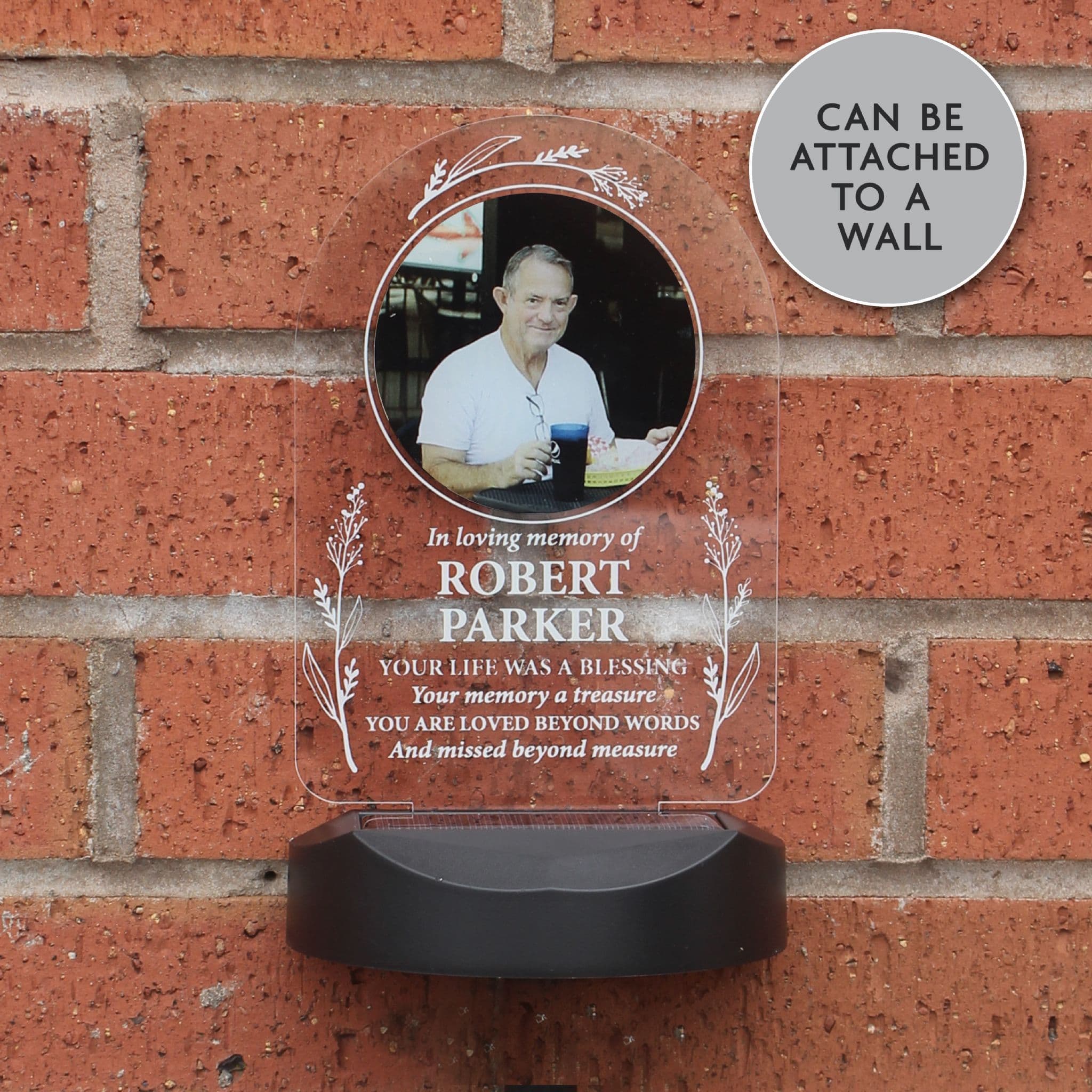 Personalised Solar Light Up Garden Tribute memorial Ornament Add own photo