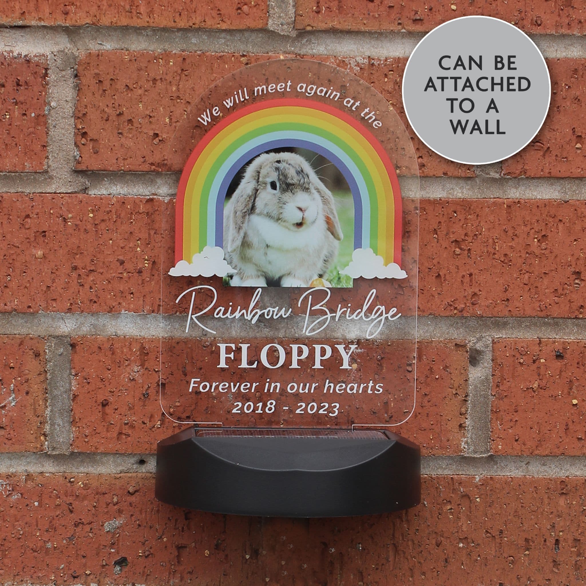 Personalised Solar Light Up Rainbow Bridge Design Garden Tribute pet ...