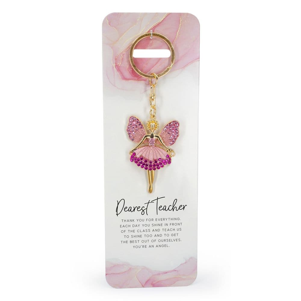 Pink Crystal Angel Keyring - Dearest Teacher thank you gift