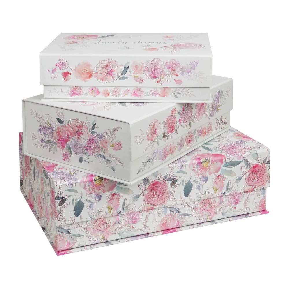 Pretty Floral Storage Boxes - Palette of Posies Set Of 3 Photo Document ...