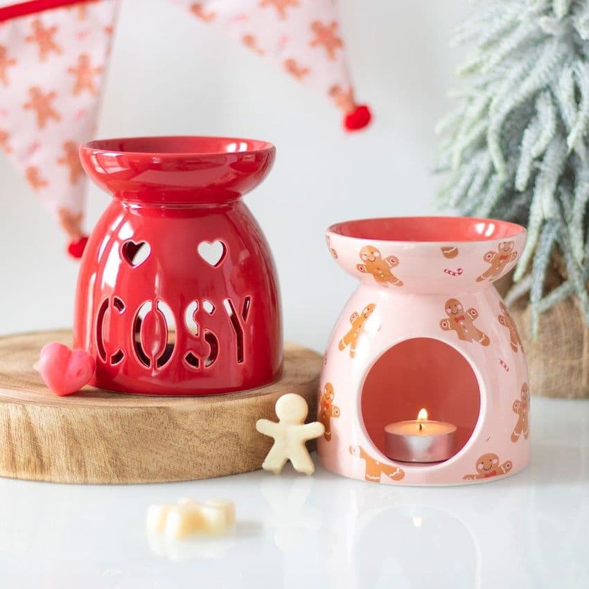 Red Ceramic Cosy Wax Melt Oil Burner Gift Set