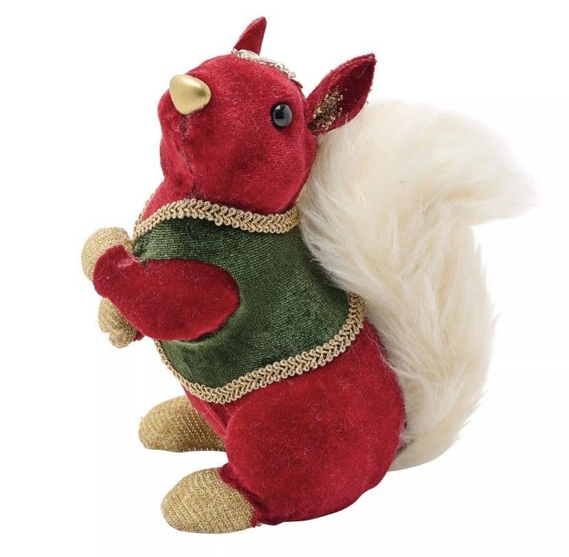 Red Velvet Squirrel Christmas Decoration