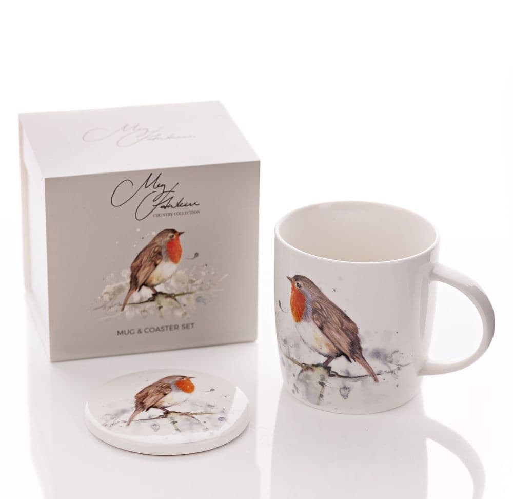 Robin Redbreast Design Mug and Coaster gift set by Meg Hawkins ...