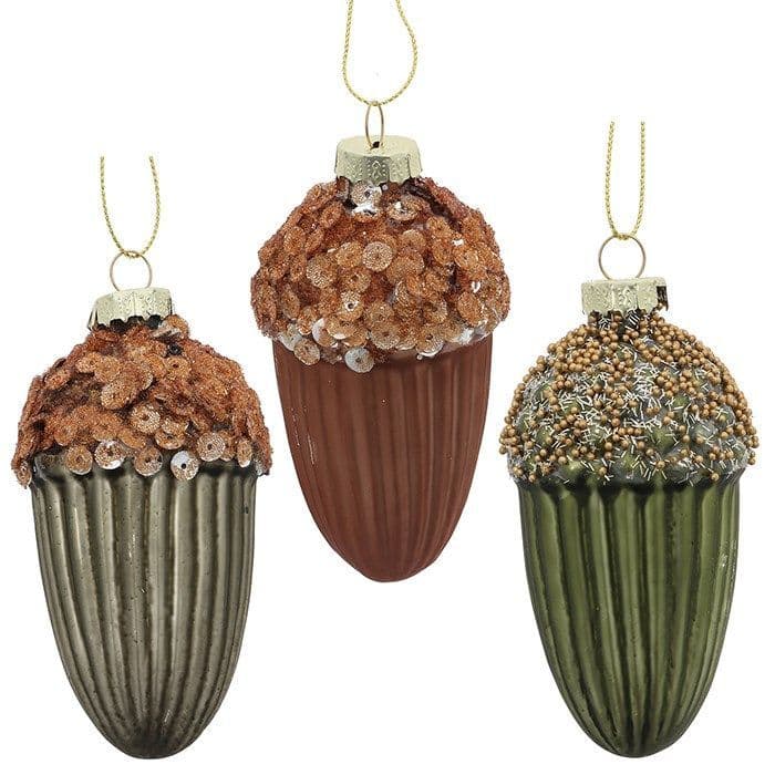 Rustic Woodland Hanging Christmas Acorn Ornaments - Christmas tree ...