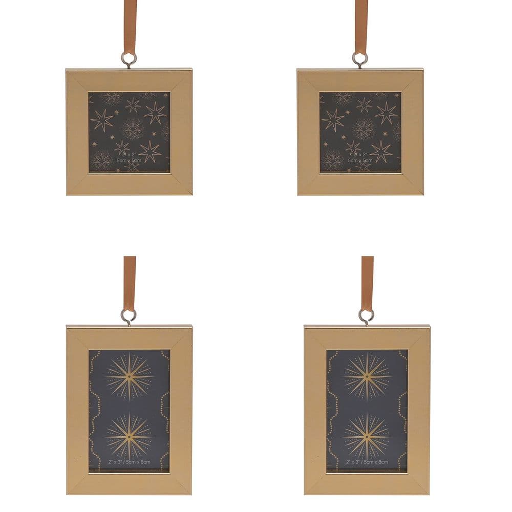 Set of 4 Gold Mini Photo Frames Christmas Tree Decoration Gift stocking ...