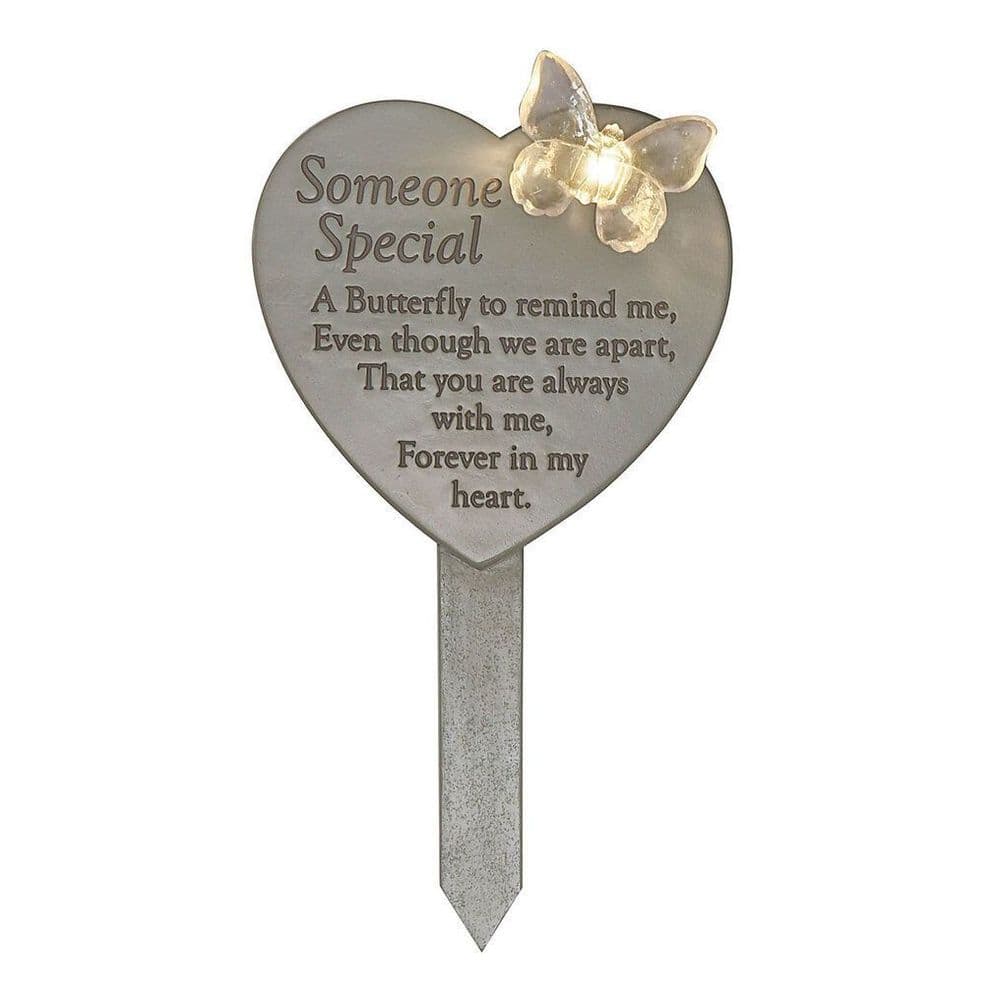 Solar Powered Light Up Heart Shape Graveside Memorial Plaque for ...