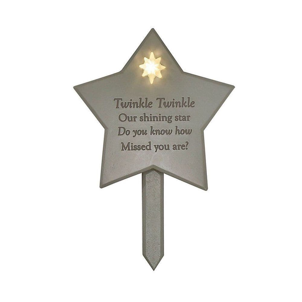 Solar Powered Light Up star Shape Graveside Memorial Plaque - Twinkle ...