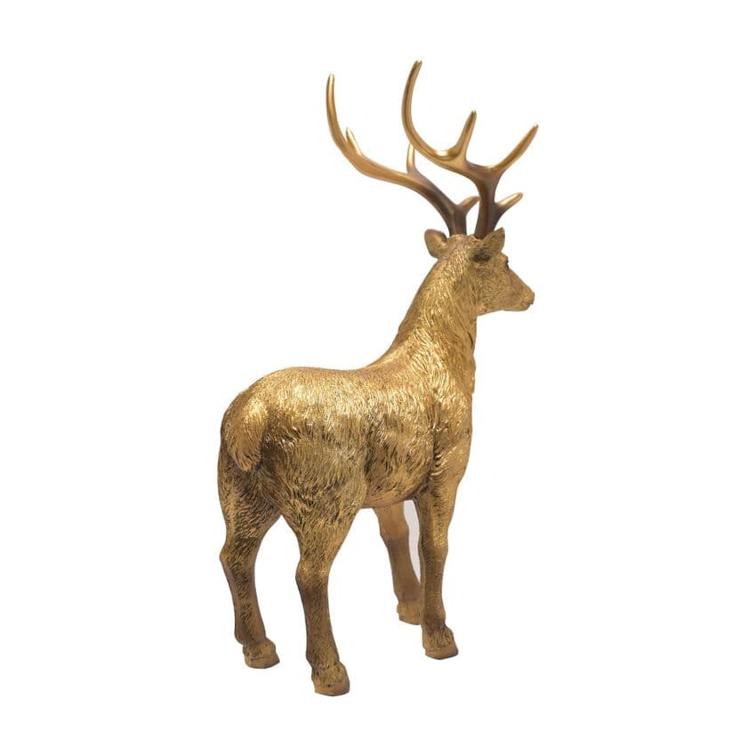 Standing Gold Metallic Stag Christmas Ornament Decoration Statue