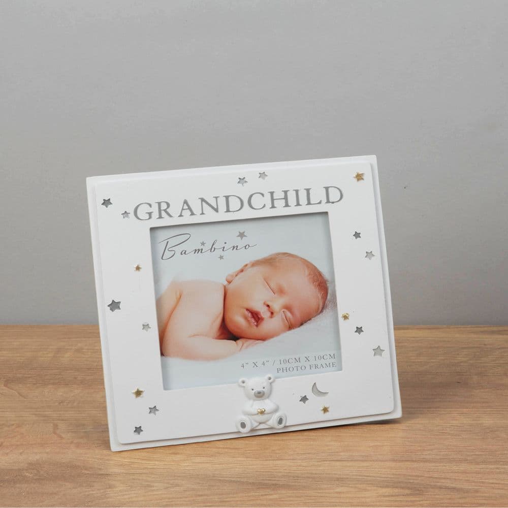 White Resin Grandchild Photo Frame Gift For New Grandparents