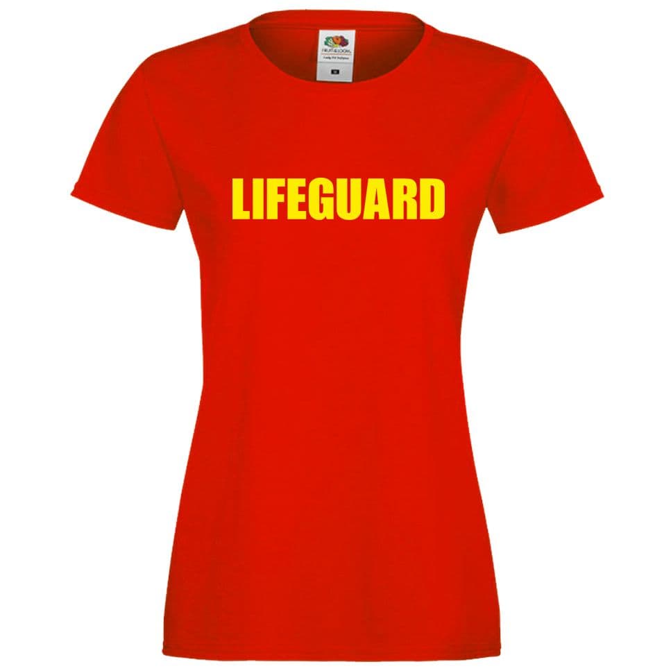 LADIES LIFEGUARD FITTED RED T-SHIRT