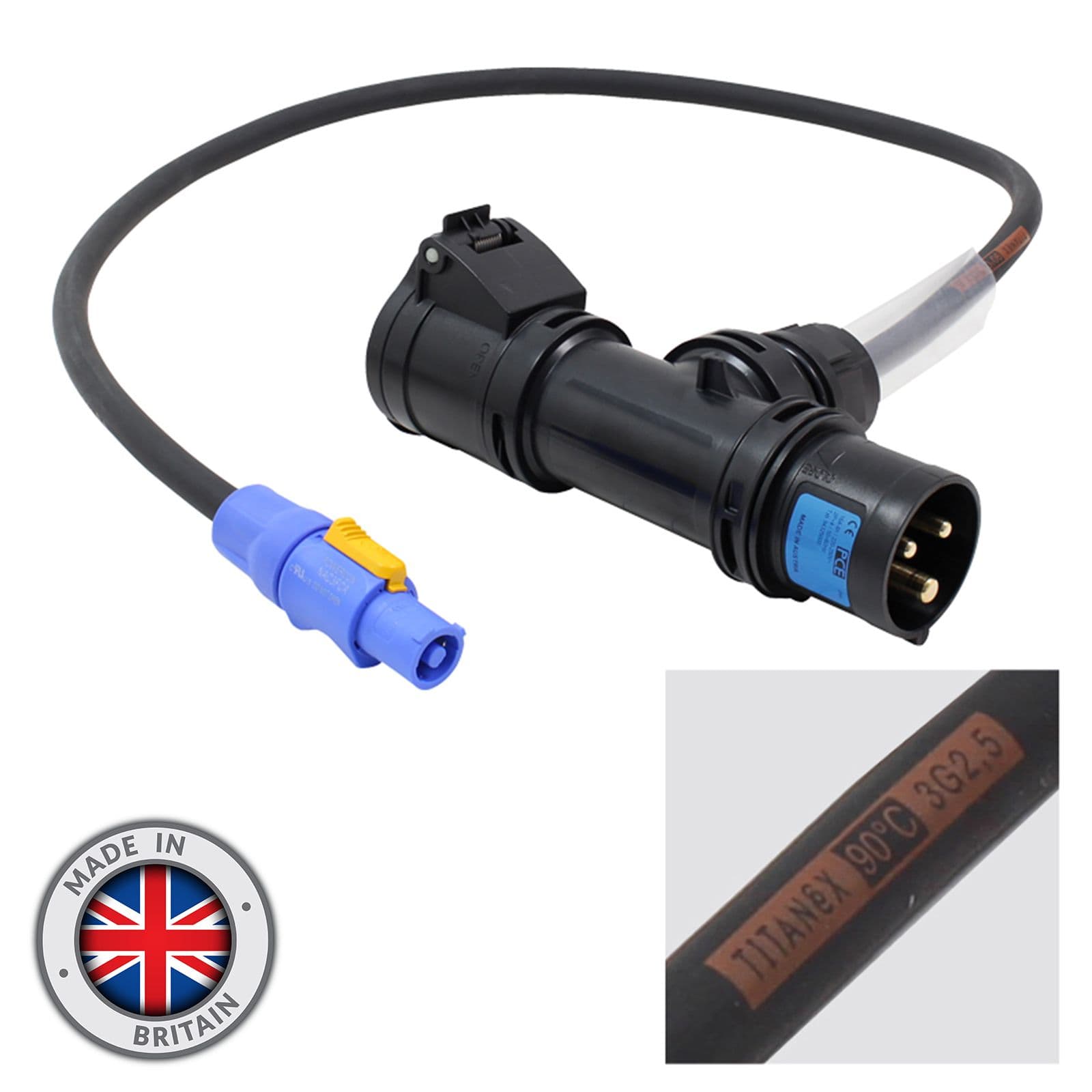 1m 2 5mm T Connect to PowerCON Cable - Lighthouse Audiovisual Portable ...