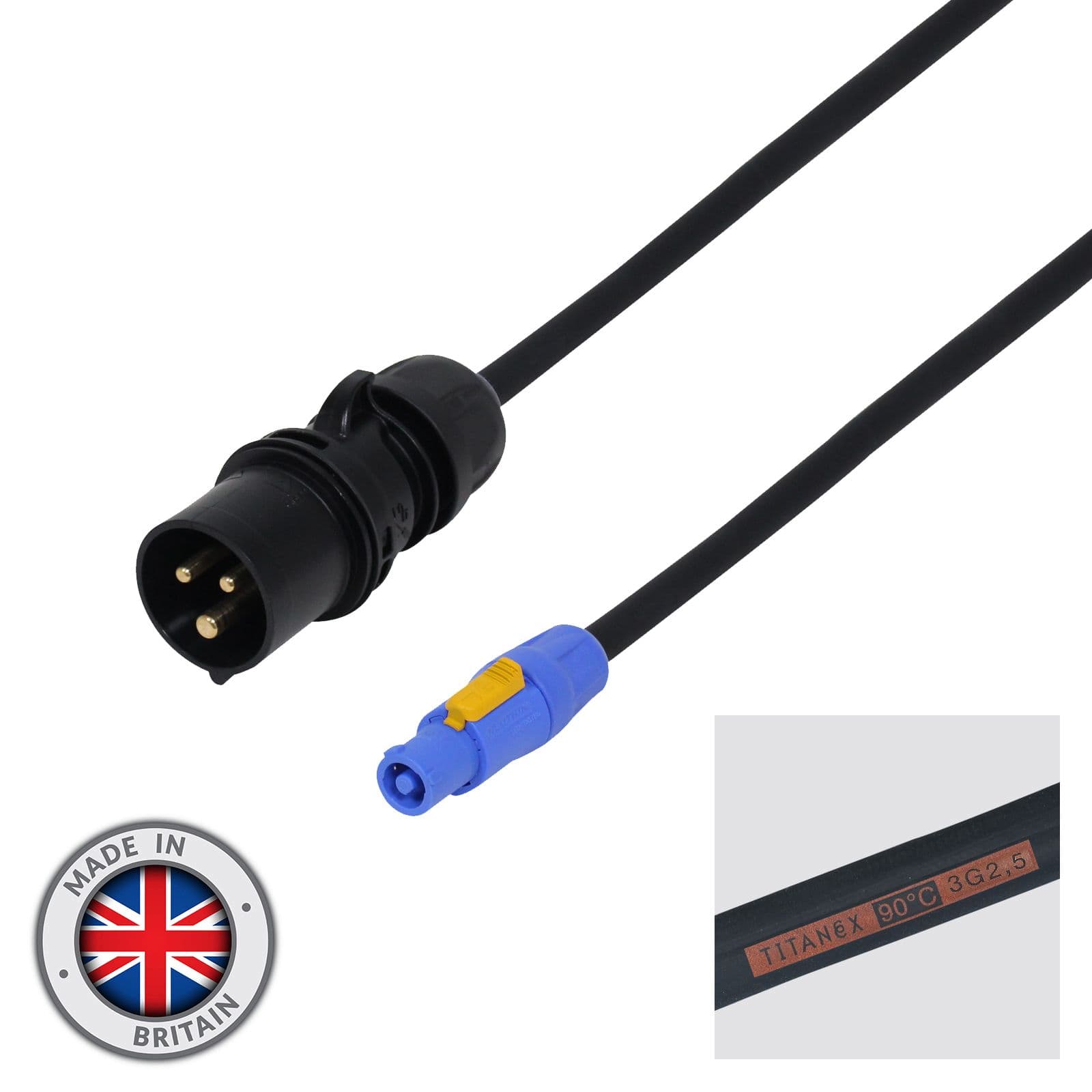 2m 2 5mm 16A Male - PowerCON Cable - Lighthouse Audiovisual Portable ...