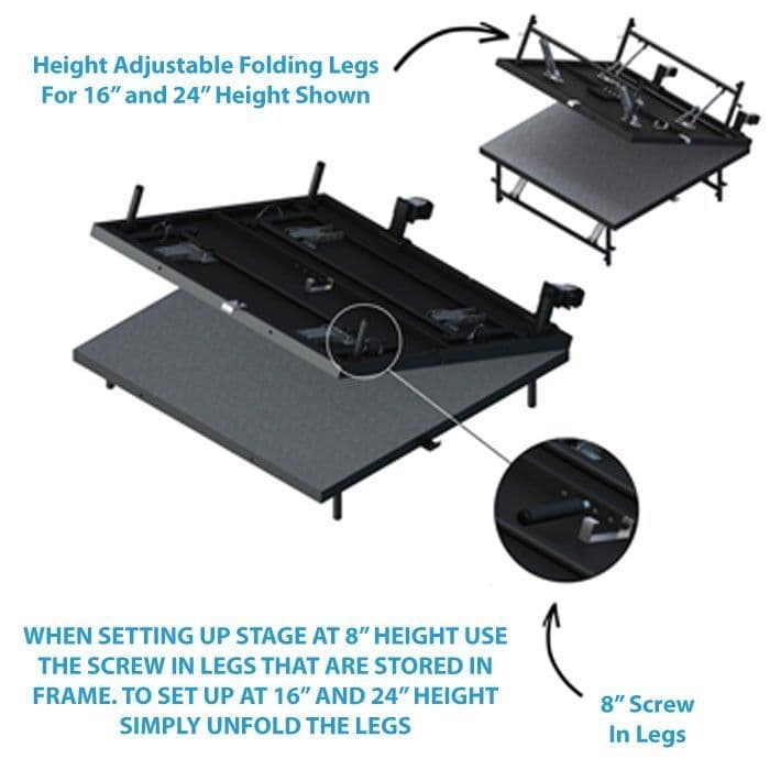 Staging 101 Mobile Folding Portable Stage Staging Platforms on Wheels ...
