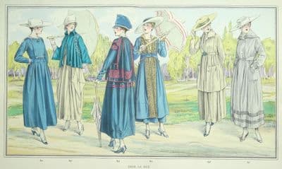ANTIQUE FASHION PRINT Vintage Art Nouveau Large Format Plate 5 Original ...