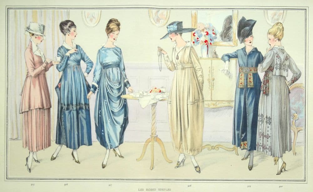 ANTIQUE FASHION PRINT Vintage Art Nouveau Large Format Plate 4 Original ...