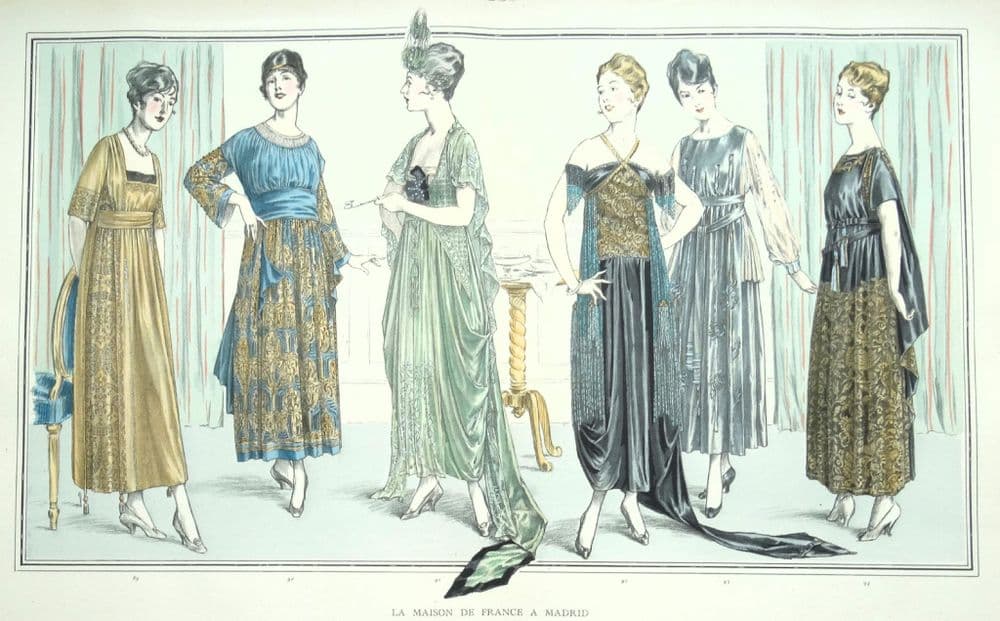 ANTIQUE FASHION PRINT Vintage Art Nouveau Large Format Plate 5 Original ...