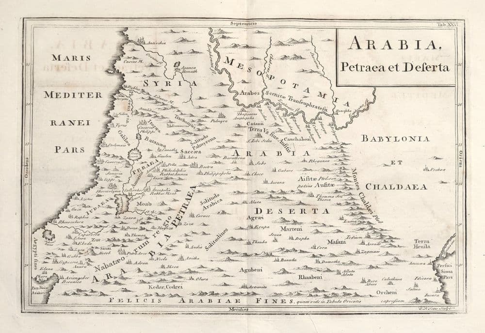 Antique Map ARABIA PETRAEA et DESERTA Israel Middle East Cellarius c1720