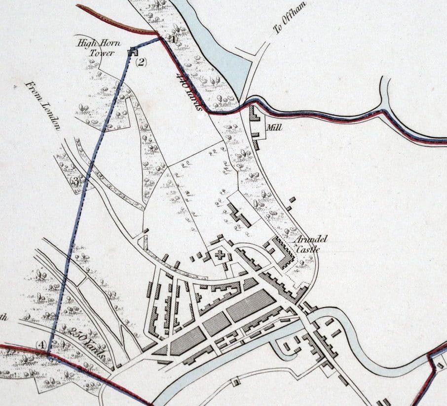 Antique Map ARUNDEL SUSSEX ENGLAND Street Plan Dawson Original map 1832