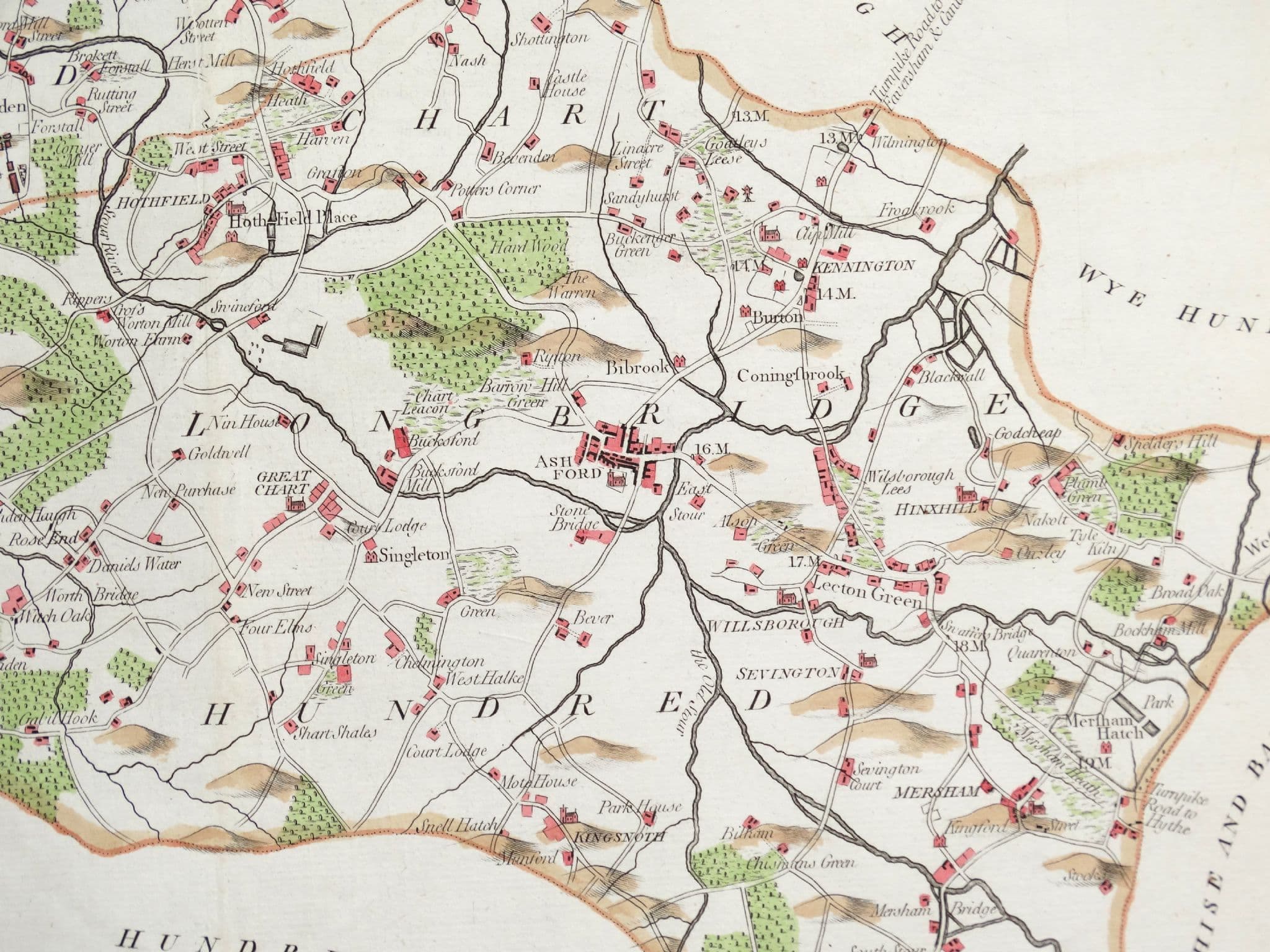 Antique Map CALEHILL HUNDRED KENT Ashford Great Chart Charing E Hasted 1790