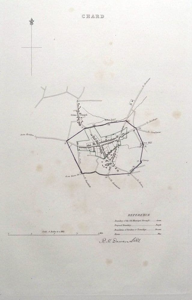 Antique Map CHARD CRIMCHARD SOMERSET England Street Plan Dawson ...