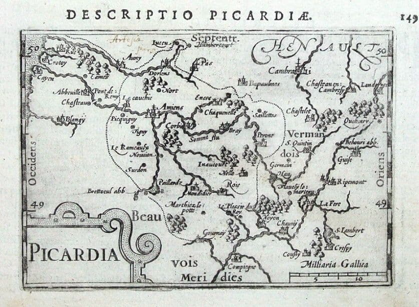 Antique Map FRANCE PICARDY P BERTIUS original 1606
