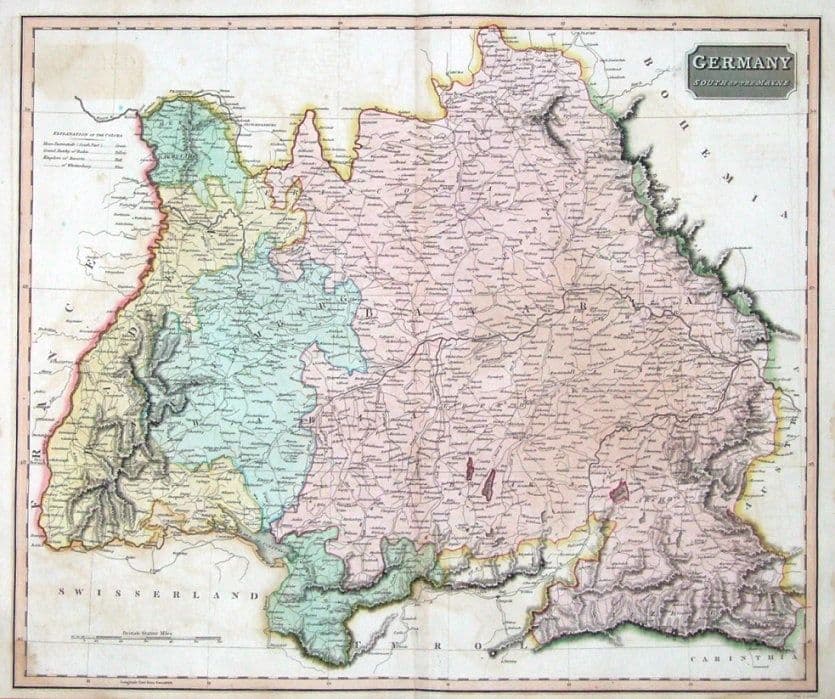 Antique Map GERMANY SOUTH OF THE MAIN AUSTRIA THOMSON original 1817