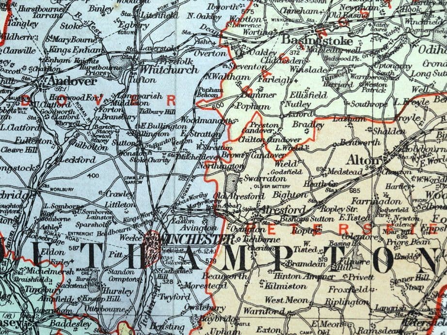 Antique Map HAMPSHIRE HANTS Stanford original 1885