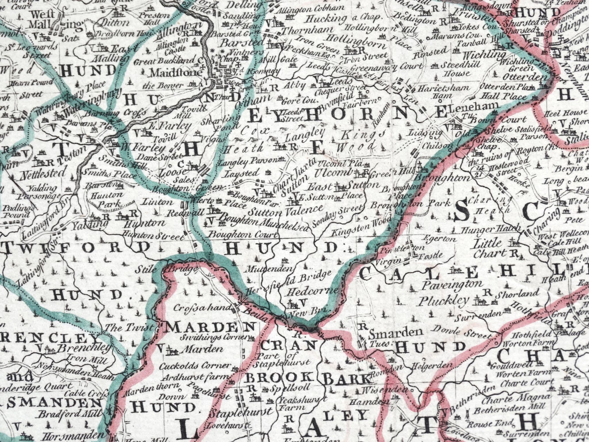 Antique Map KENT Emanuel Bowen Royal English Atlas Original large ...