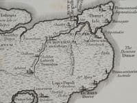 Antique Map KENT & FRANCE with Roman/Saxon placenames Edward Hasted c1780