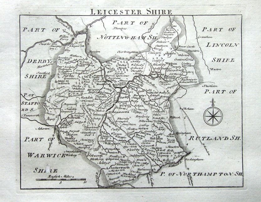 Antique Map LEICESTERSHIRE John Rocque England Displayed Original ...