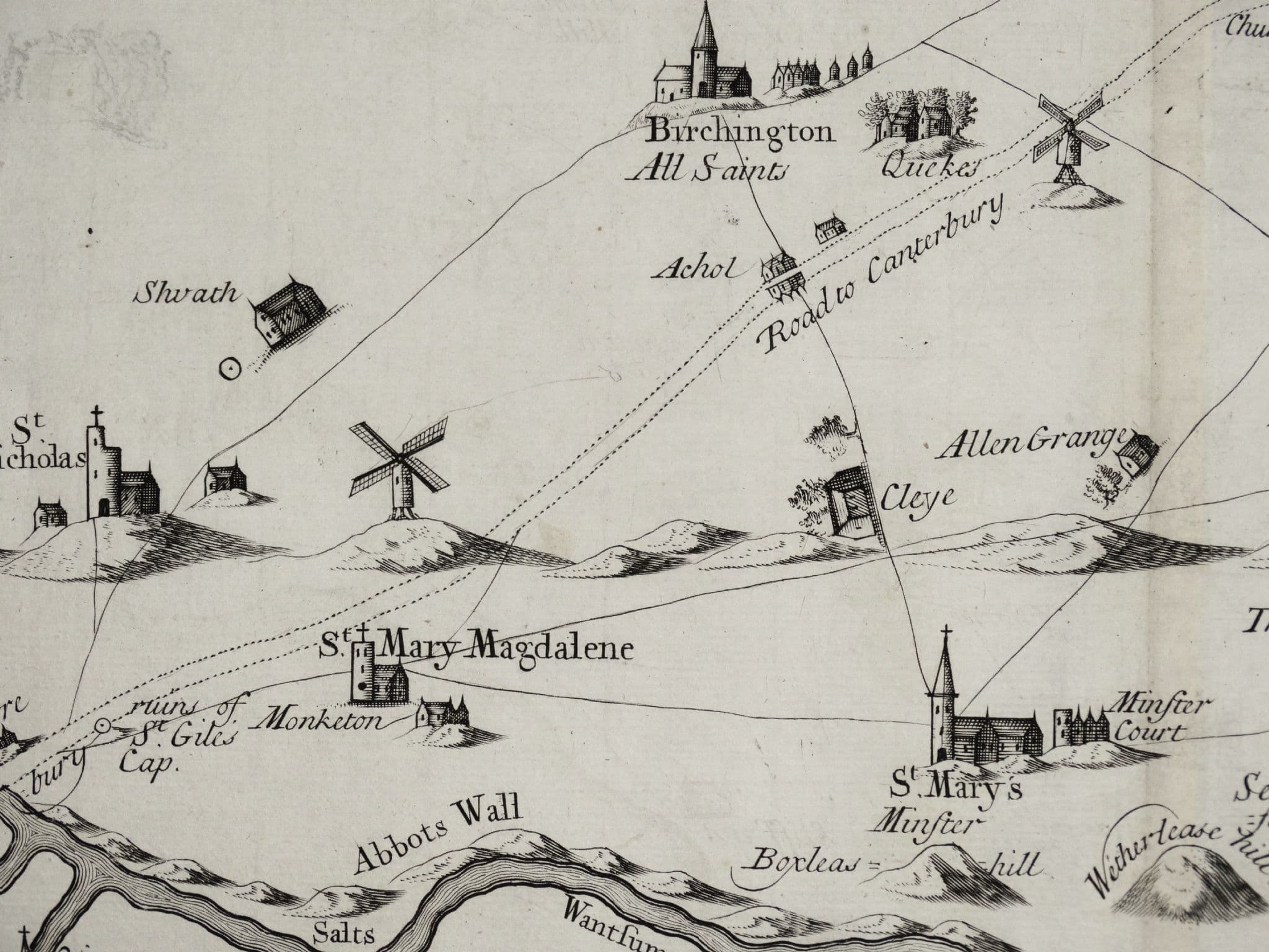 Antique Map The ISLE of THANET in KENT Samuel Parker John Harris ...