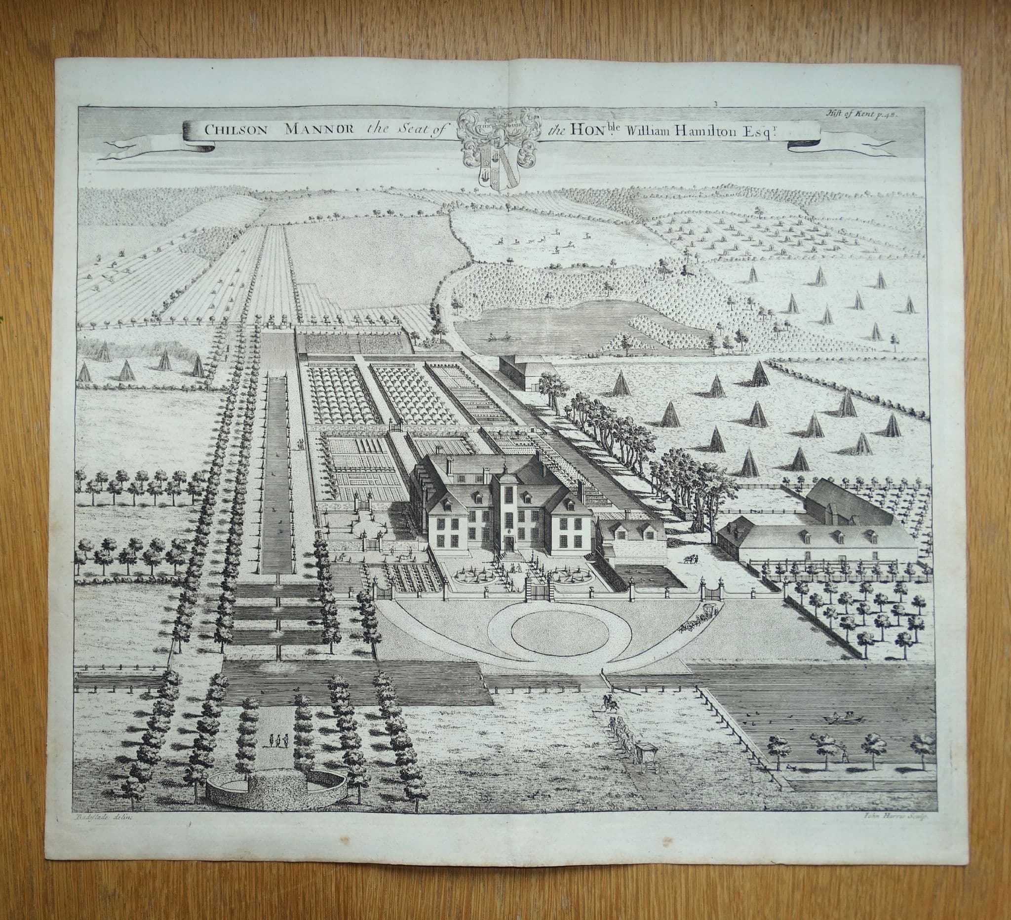 Antique Print CHILSTON PARK Chilson Manor Boughton Malherbe Kent ...