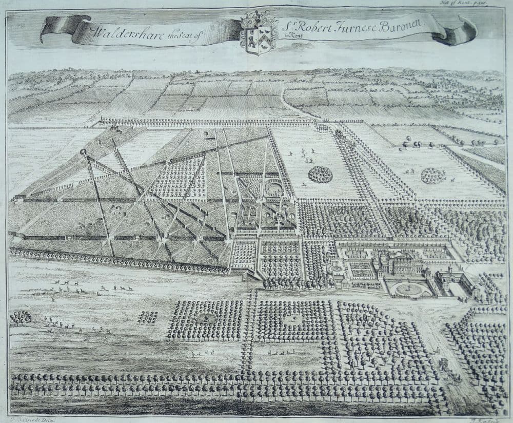 Antique Print WALDERSHARE Shepherdswell Kent Original Johannes KIP ...