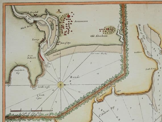 Antique Sea Chart ABERDEEN SCOTLAND Arbroath Dundee Montrose G Collins ...