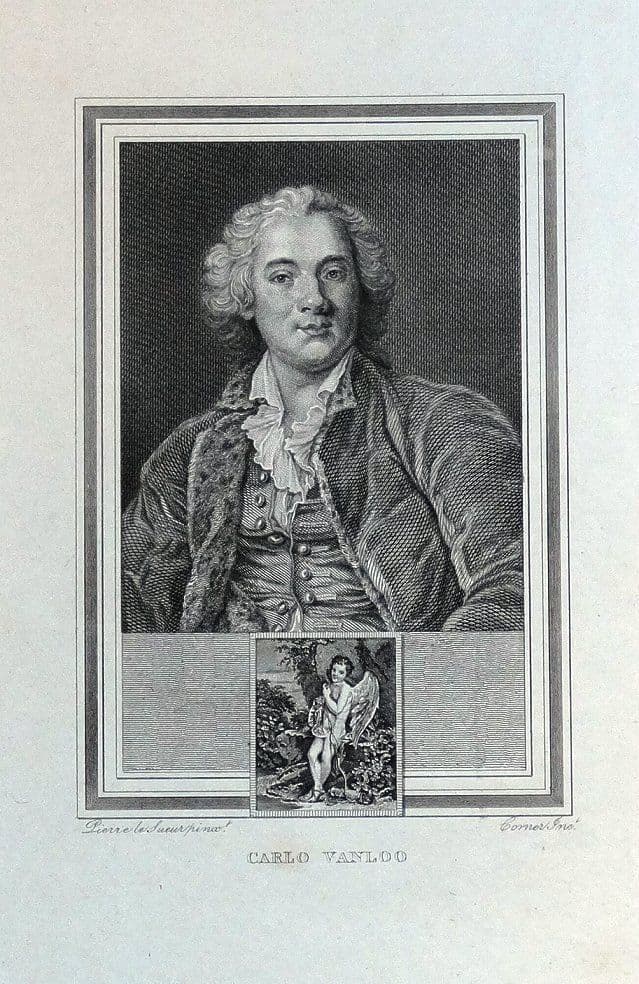 CARLO VANLOO CHARLES ANDRE VAN LOO painter orig antique portrait print 1825