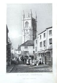 CORNWALL ST AUSTELL HOLY TRINITY CHURCH Allom Antique Print 1830