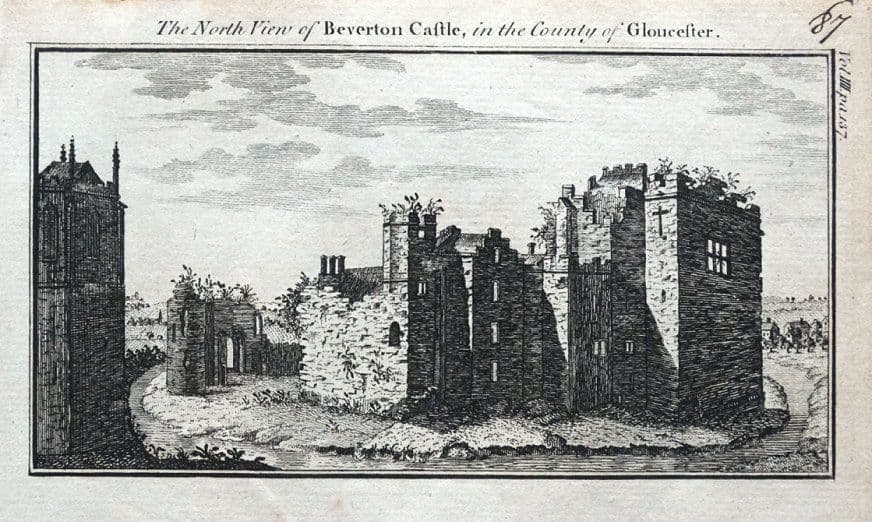 GLOUCESTERSHIRE BEVERSTON CASTLE Original Antique Copper Engraved Print ...