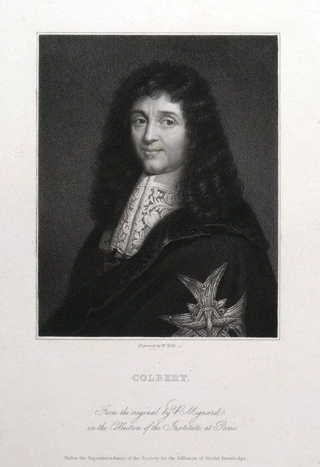 JEAN BAPTISTE COLBERT French politician original antique portrait print ...