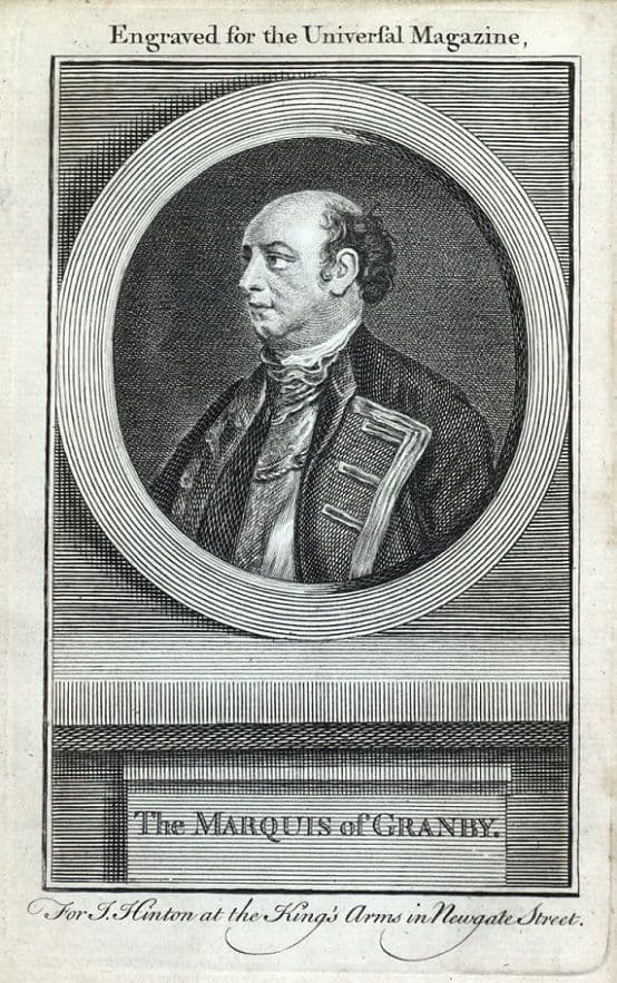 MARQUIS OF GRANBY JOHN MANNERS original antique portrait print 1760
