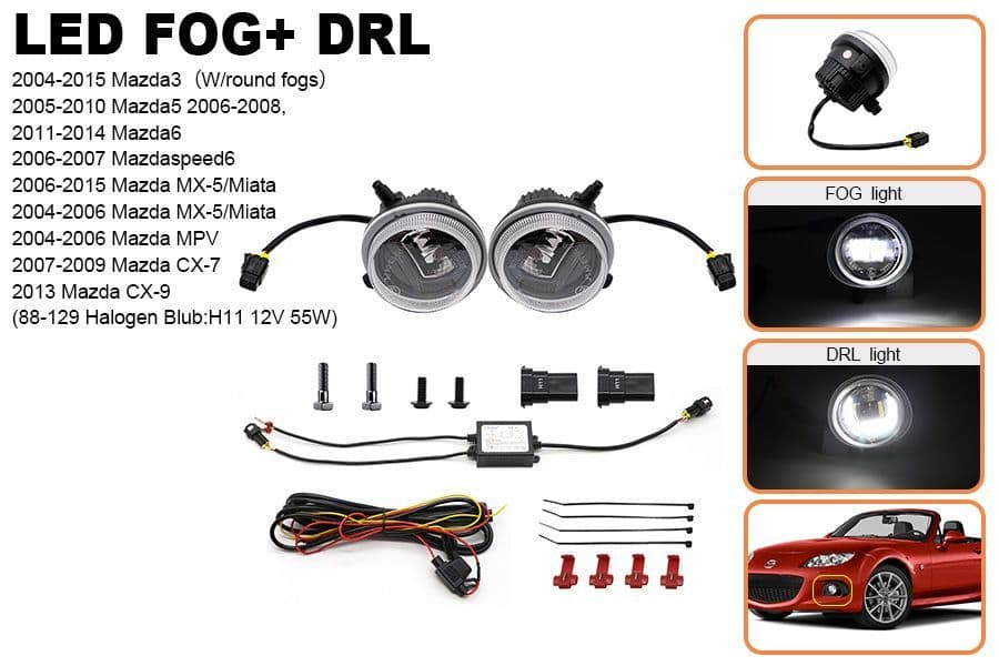Carbon Miata Daytime Running Lights Fogs Units for MX5 NB and NC