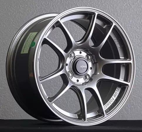 Konig Heliogram 16x8 4x100 ET38 Titanium Metallic Knurled Bead Wheels