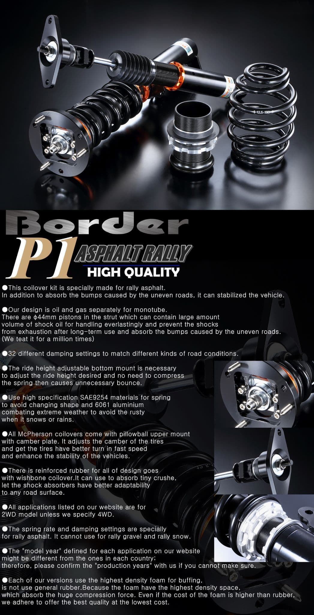 Mazda RX8 Asphalt Rally Car Coil Over Suspension Kit Made by Border