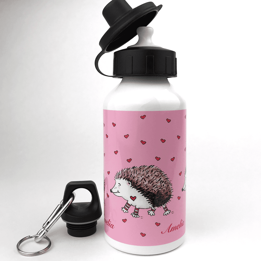 Personalised Water Bottle - Prickle the Little Hedgehog & Hearts