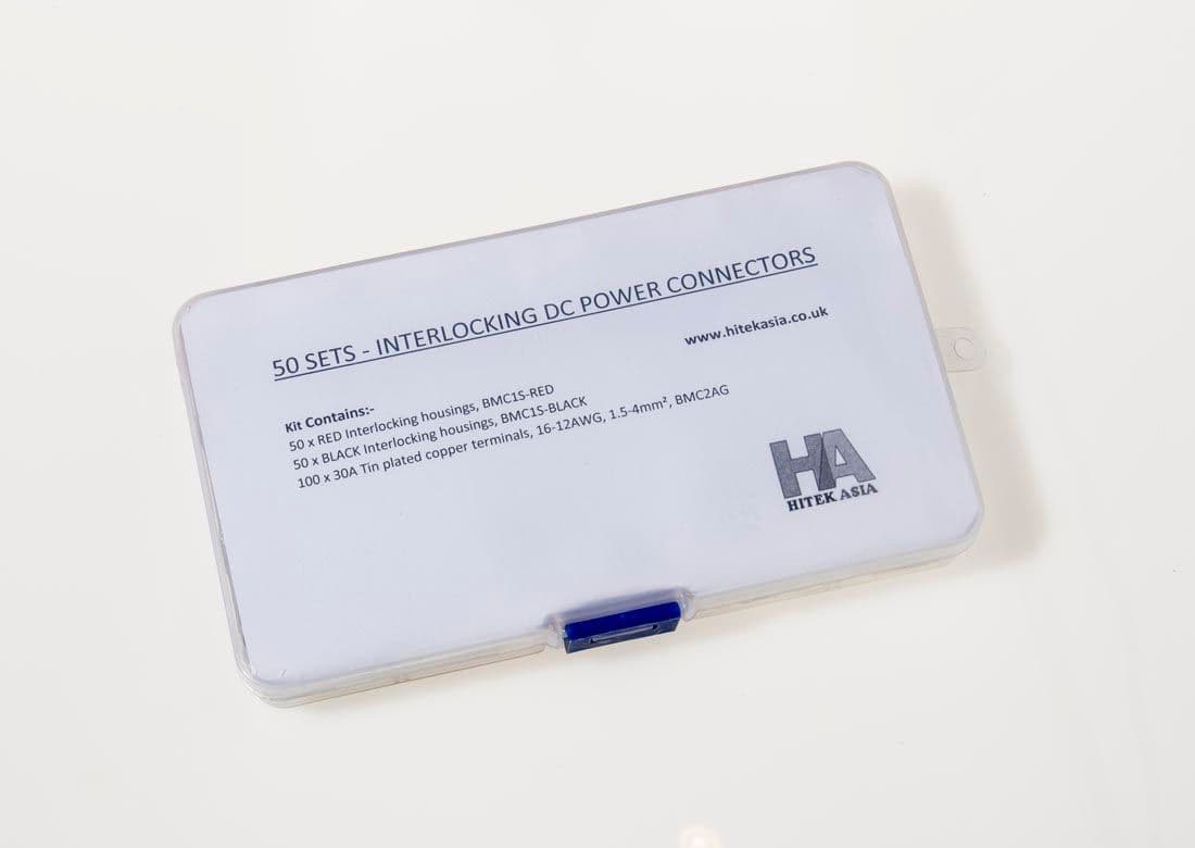 30 Amp Single Pole Interlocking Power Connectors Red and Black 50Pairs