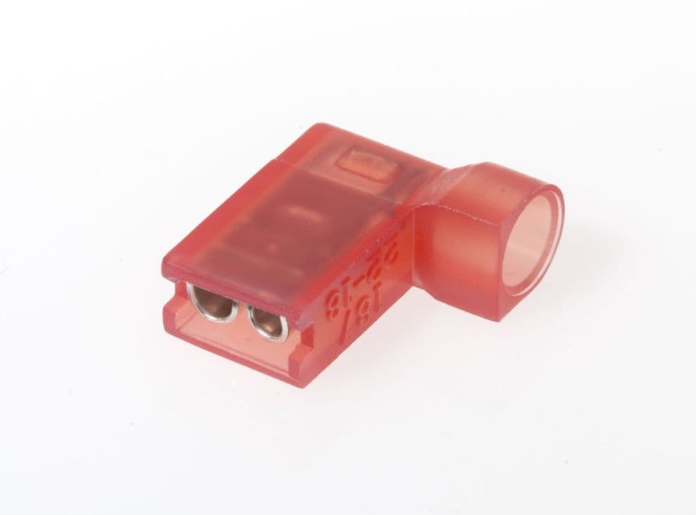 FLDNY1-187 5 A 4 8 x 0 5mm Push-On Flag Terminals Red Nylon Pack of 100