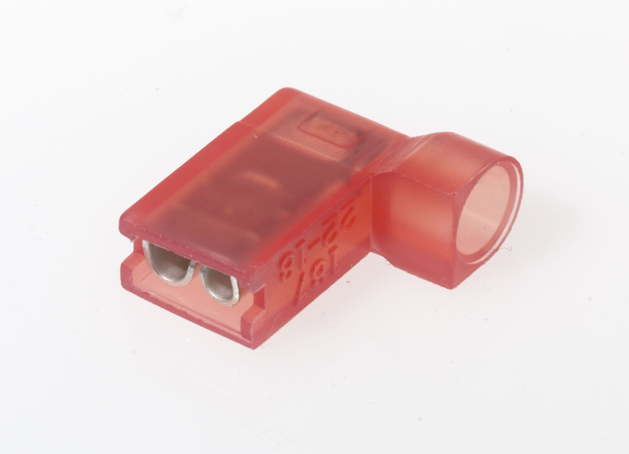 FLDNY1-187 8 A 4 8 x 0 8mm Push-On Flag Terminals Red Nylon Pack of 100