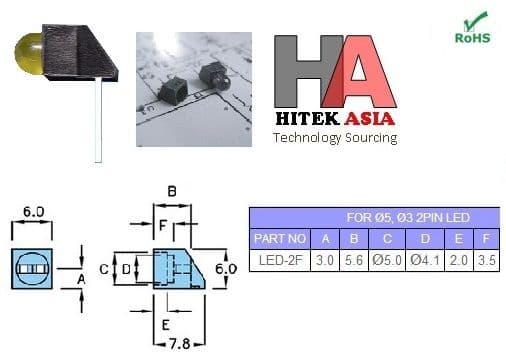 LED Housing Right Angle 2pin 5mm LED 3mm High LED-2F & x28;Pack of 100 ...
