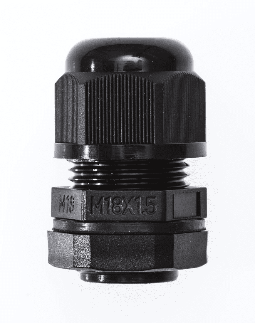 Cable Gland, BLACK, M18, 5-10mm, UL Nylon 66