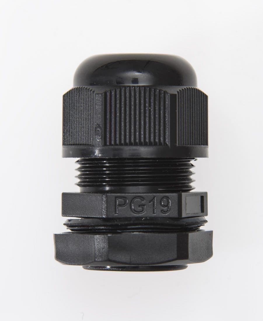Cable Gland, BLACK, PG19, 12-15mm, UL Nylon 66