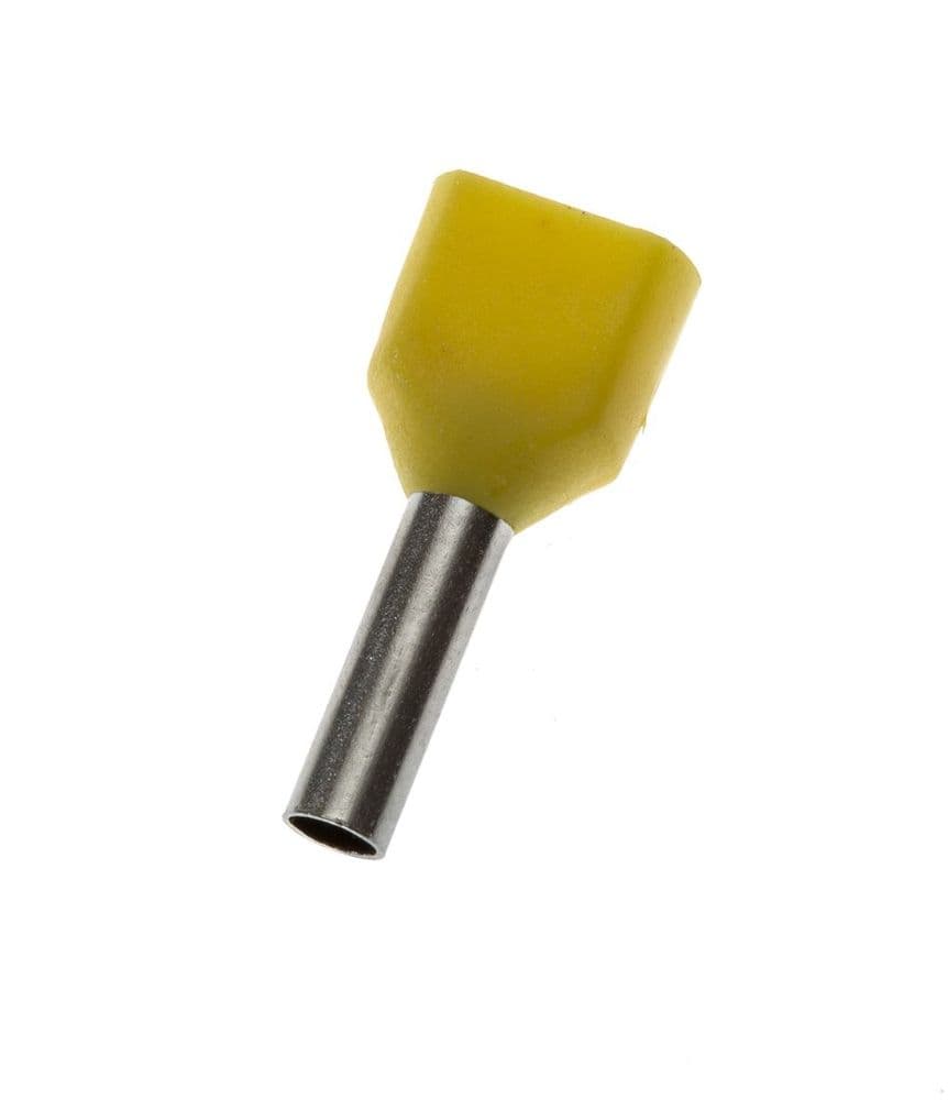 Twin, Bootlace Ferrule, 1.0mm2, Yellow, 8mm, TE1008-YELLOW (Pack of 100)